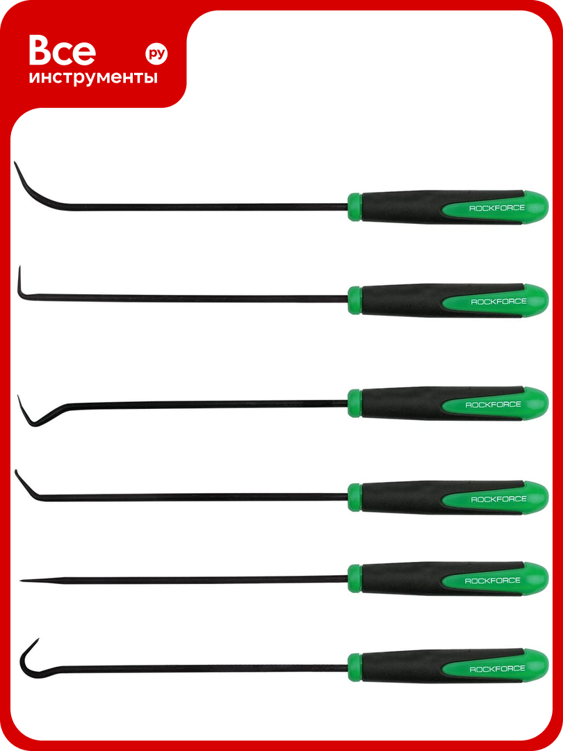 Съемники (крючки) для демонтажа сальников Rockforce, универсальный набор для всех автомобилей, шести штук