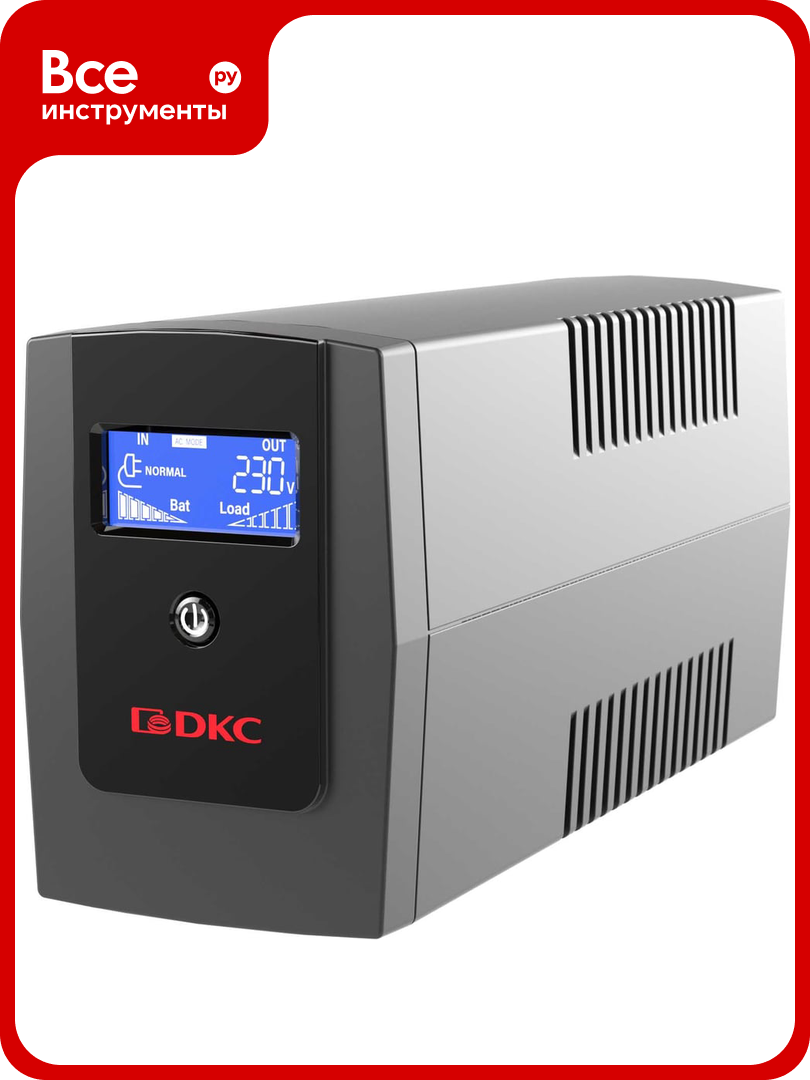 Линейно-интерактивный источник бесперебойного питания DKC 600 ВА/360 Вт, 1/1, 3xIEC C13, USB + RJ45, LCD, 1x7Aч INFOLCD600I