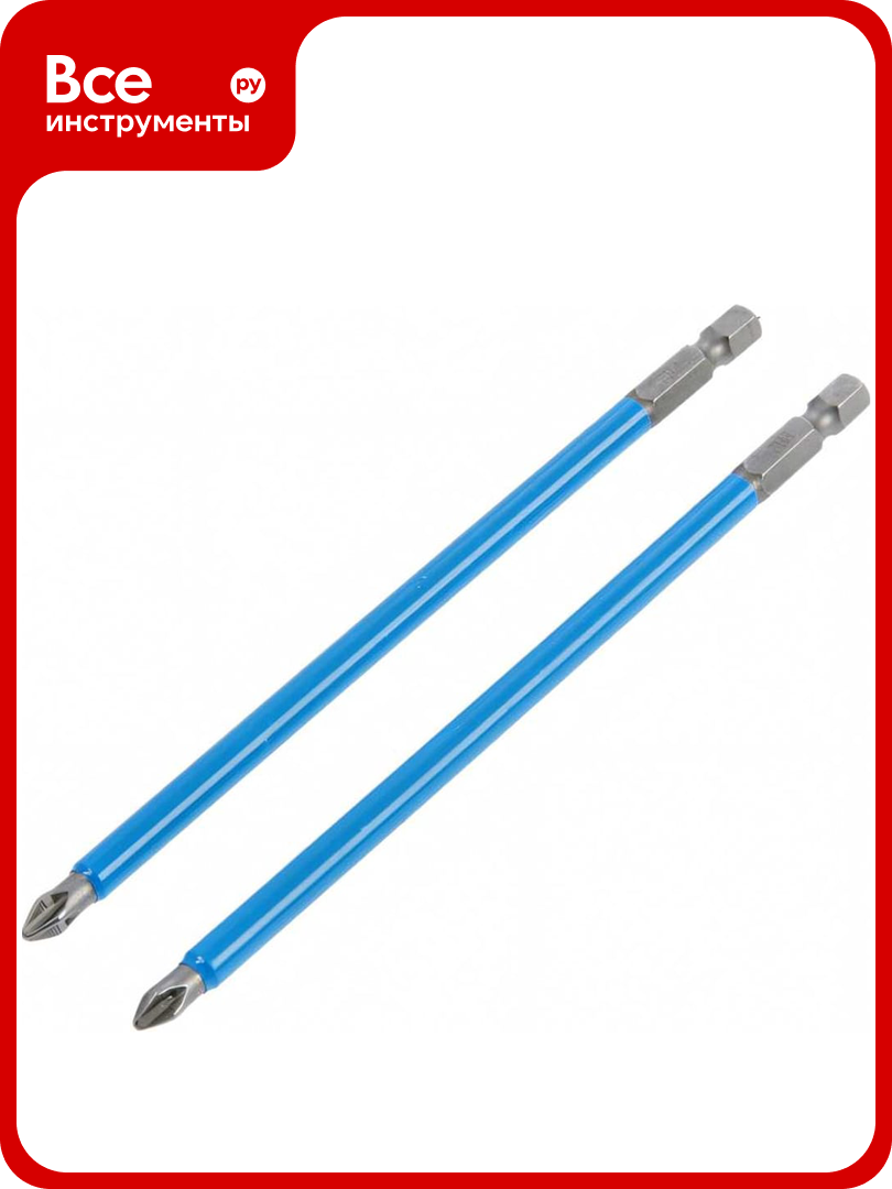 Биты намагниченные (2 шт; PH2x150 мм; CrV) тундра 2270952, магнитный наконечник Phillips PH2, односторонний набор