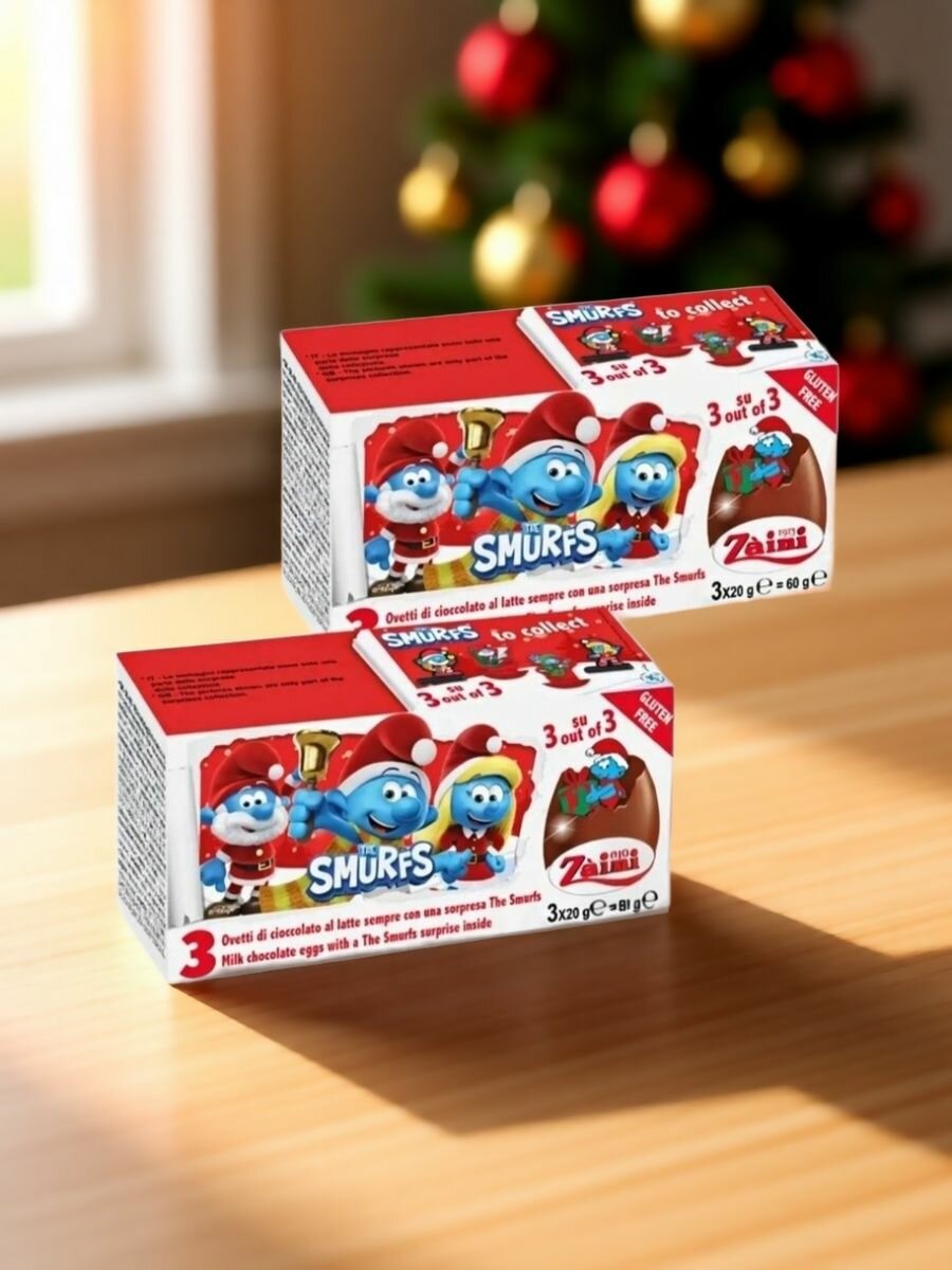 Яйцо шоколадное Zaini Смурфики 3 шт x 20г, 2 упаковки