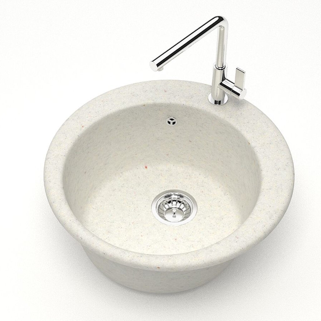 Мойка каменная Santegro SZ030-475/Q7 матовый хлопок, круглая, D47,5х18 см.