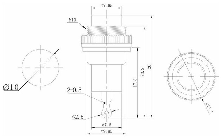 Выключатель-кнопка Rexant Mini OFF-(ON) Ø 10.2, металл, черная (220В 2А (2с)) (RWD-213) {36-3330}