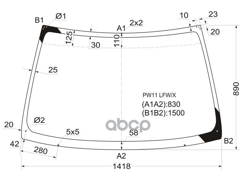Стекло лобовое Nissan Avenir 98-05 / Expert 99-06 XYG арт. PW11 LFW/X