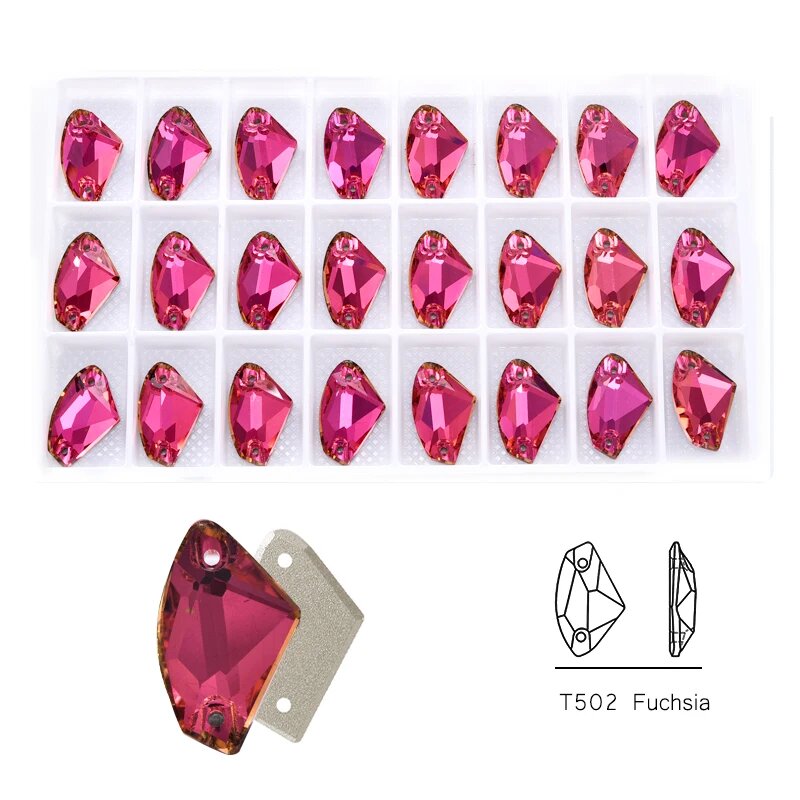 Стразы стеклянные розовые T502 fuchsia, 20 шт