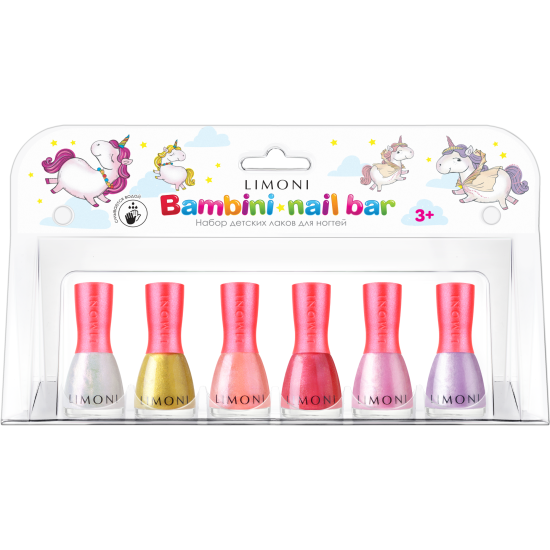 Детский набор лаков для ногтей Limoni №22 Bambini Nail Bar (лак тон 1,2,3,4,5,6)