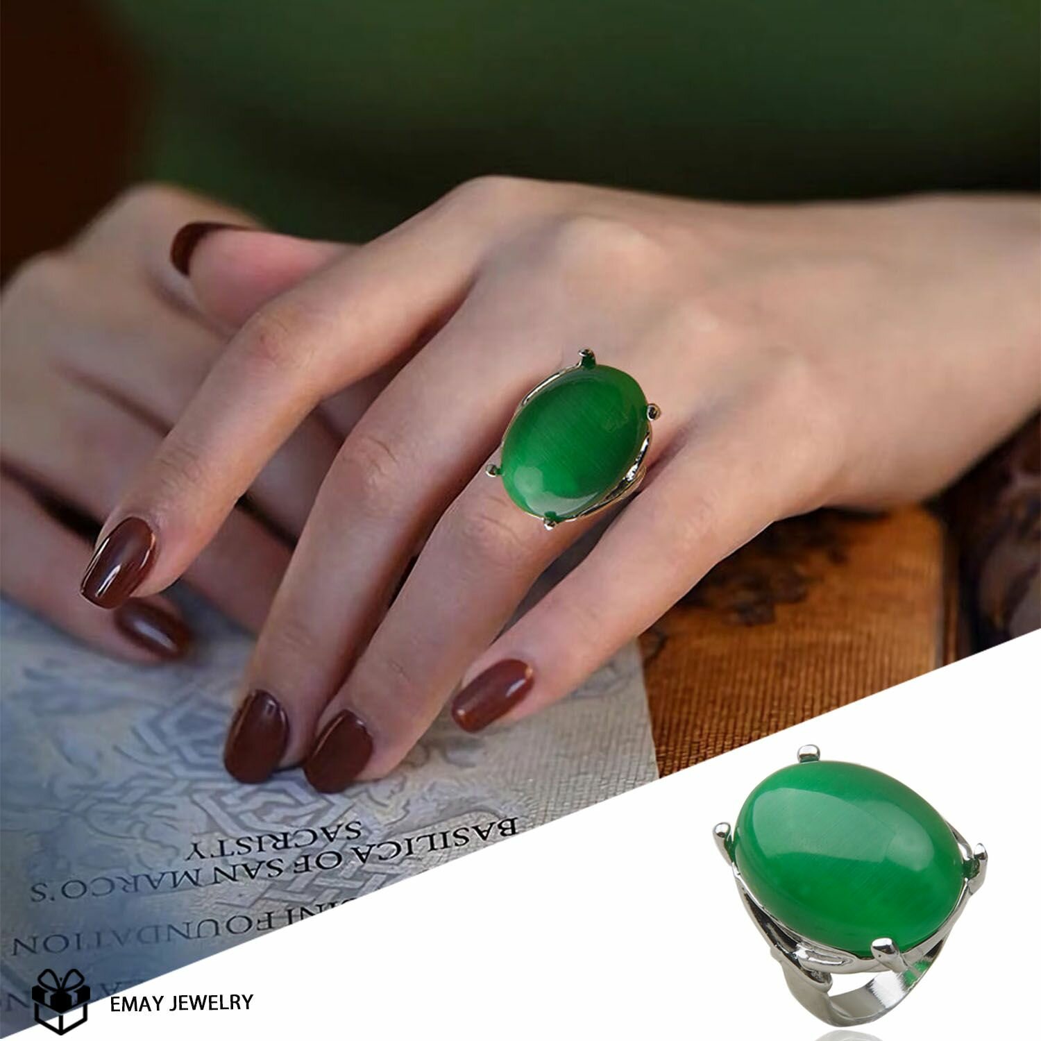 Кольцо, искусственный камень, кошачий глаз