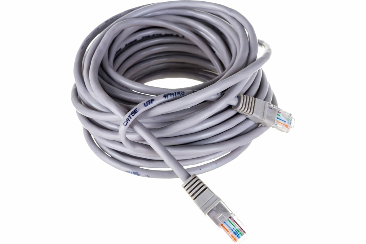 Telecom NA102--10M литой патчкорд UTP Cat5e, 10 м, серый для локальных сетей