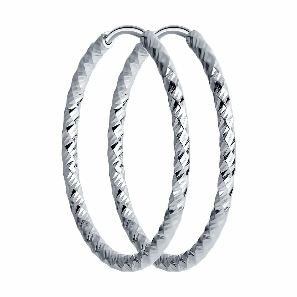 Серьги конго, серебро, 925 проба, родирование