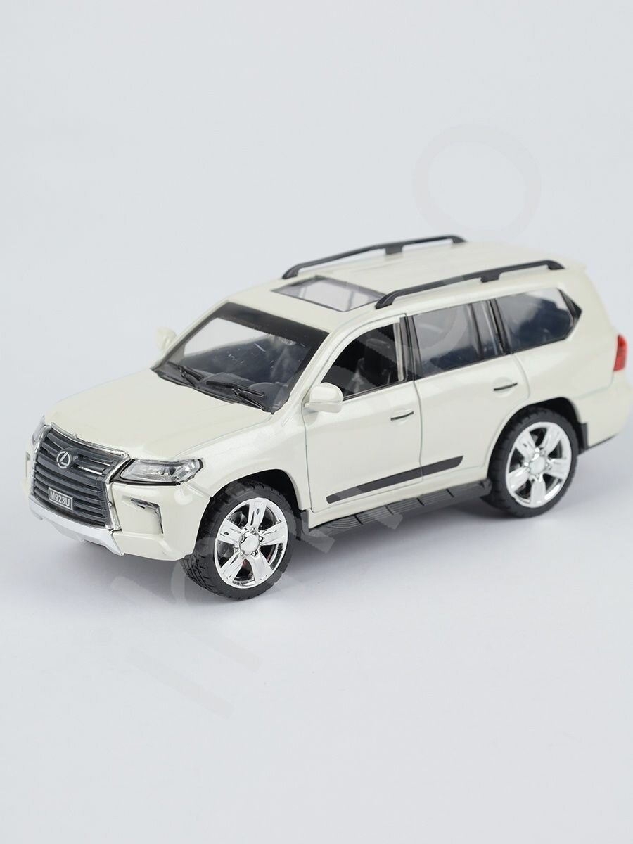 Коллекционная машинка игрушка металлическая Lexus LX 570 для мальчиков масштабная модель 1:24 белый