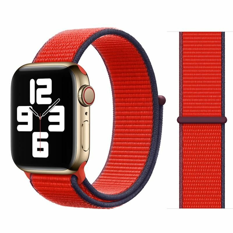 Нейлоновый ремешок для Apple Watch 42 / 44 / 45 / Ultra 49 mm Sport Loop Red