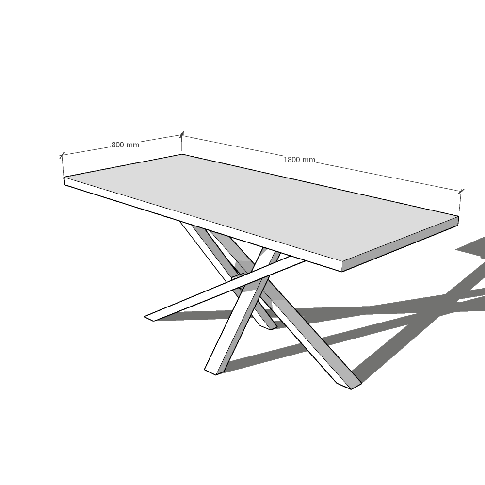 Кухонный стол лофт EZY-01, для гостиной, с размерами 180х75х80 см