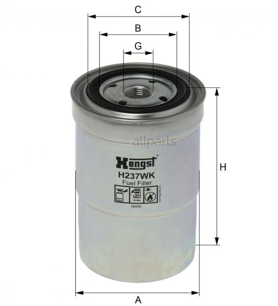 HENGST FILTER H237WK Фильтр топливный MITSUBISHI: PAJERO CLASSIC 02 -, PAJERO III Canvas Top 00-06