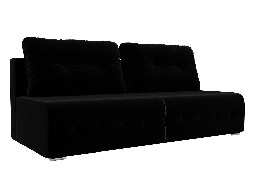 Прямой диван Лондон Черный Велюр, еврокнижка, 195х95х80 см, с ящиком для белья