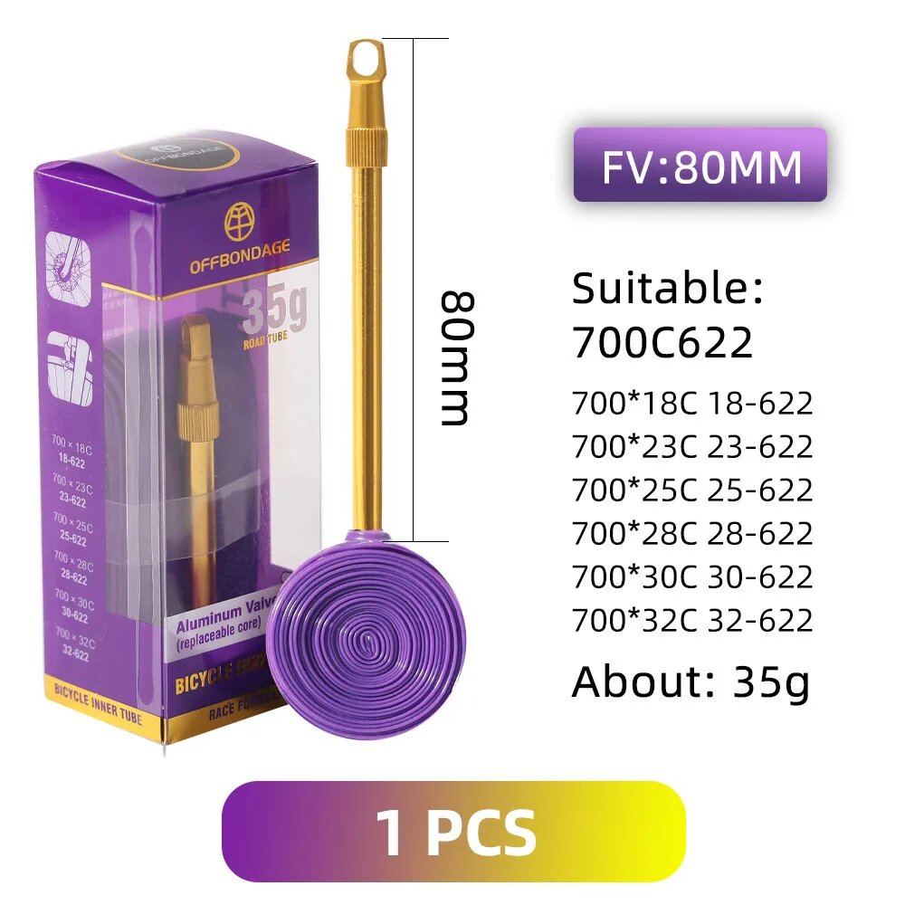 OFFBONDAGE Камера велосипедная 700C, 35g, 80mm, фиолетовый