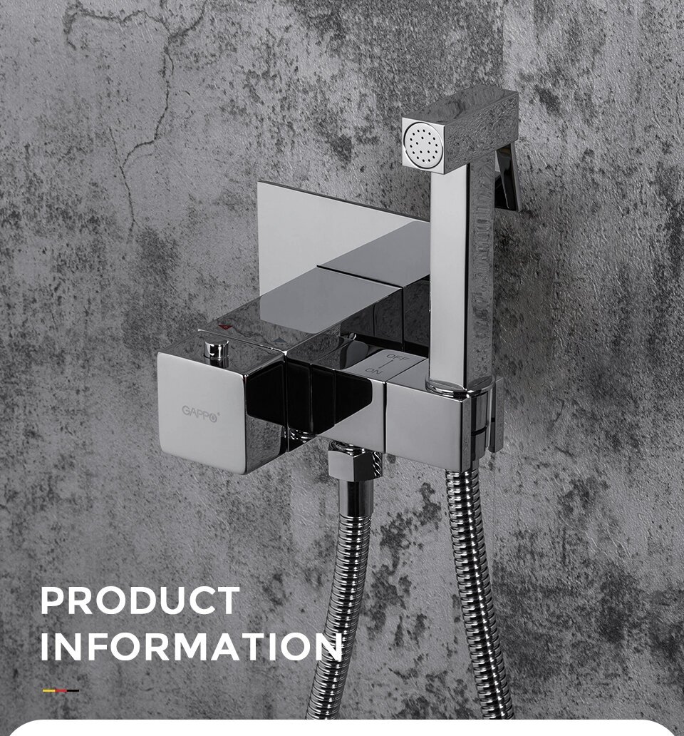 Встраиваемый термостатический смеситель с гигиеническим душем Gappo G7207-40 хром, латунь