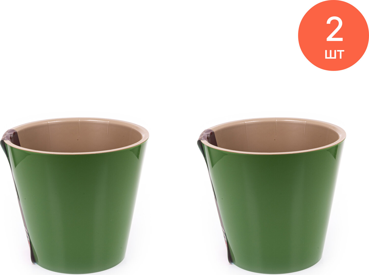 Горшок для цветов InGreen London с кашпо оливковый 1,6л (комплект из 2 шт)