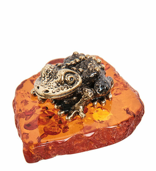 Фигурка Жаба Киханси (латунь, янтарь) AM-1087 113-704388