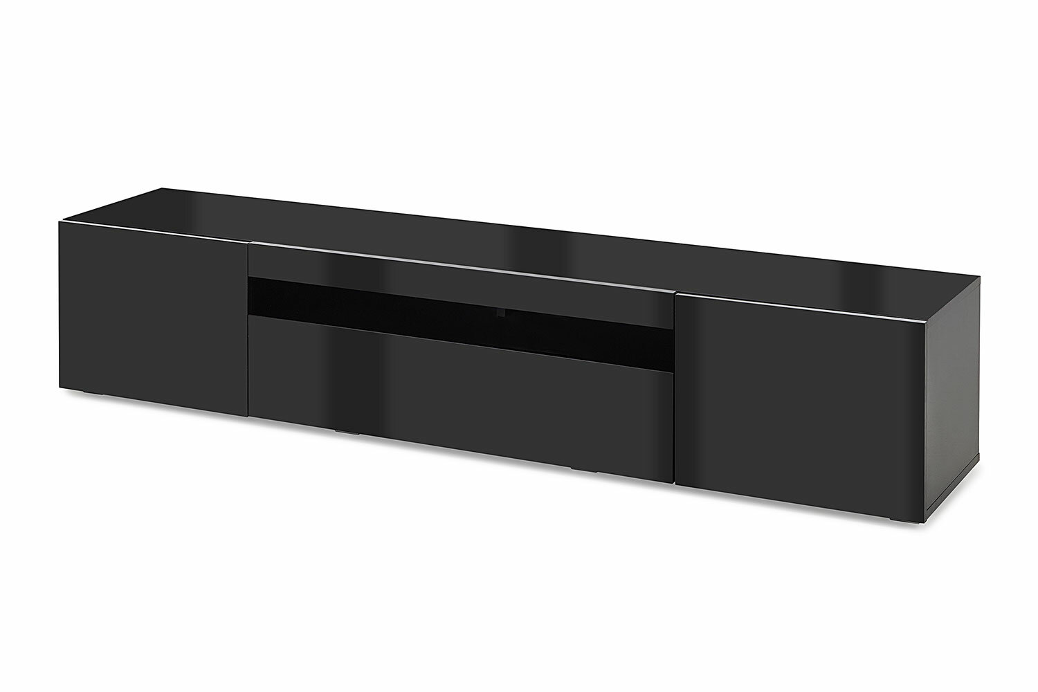 Тумба ТВ Hoff Бруклин, напольная, прямая, 180х36х36,6 см, ЛДСП, цвет чёрный глянец