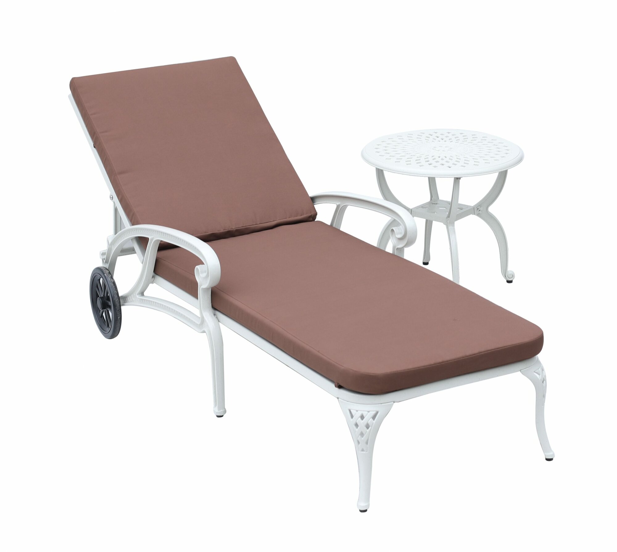 Шезлонг из литого алюминия Белград "Belgrade" белый 6364-2 с матрасом