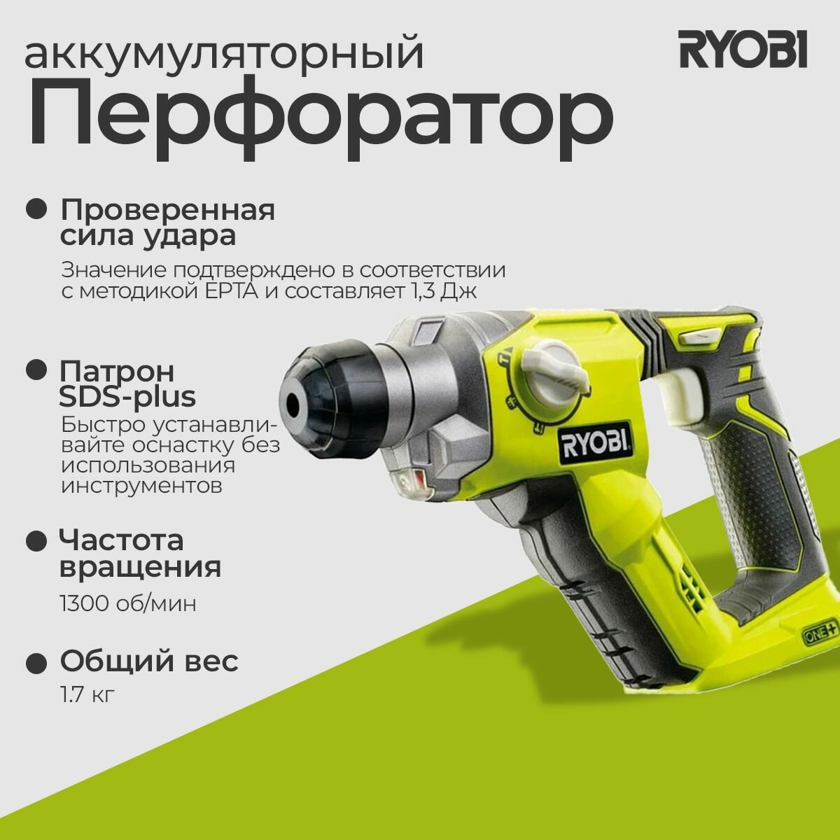 Перфоратор Ryobi ONE+ R18SDS-0 5133002305
