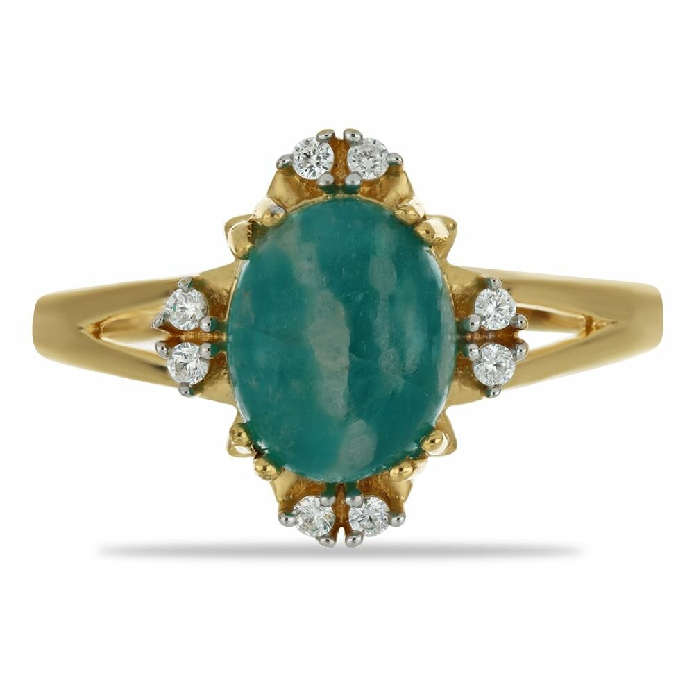 Кольцо, серебро, 925 проба, фианит, амазонит