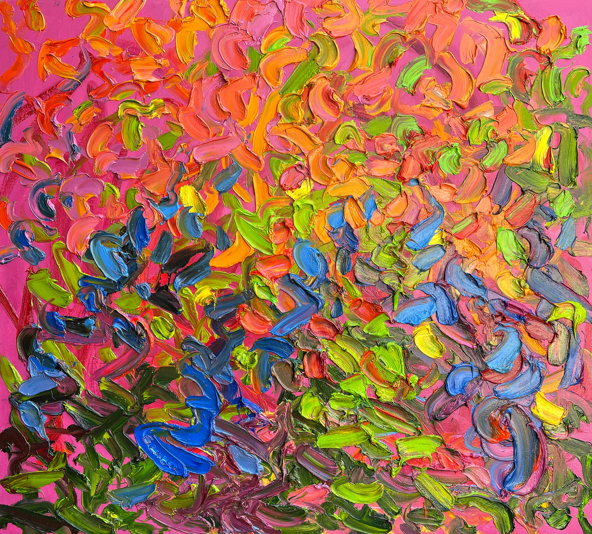 Картина маслом на холсте "Танцующий виноградник", автор Ольга Бежина, 90х100 см, объёмная живопись