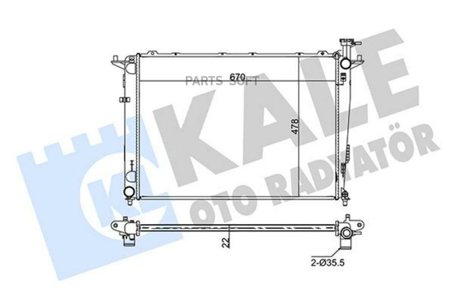 KALE 351260 Радиатор охлаждения для а/м Kia Sorento II (09-) 2.4i MT паяный ()