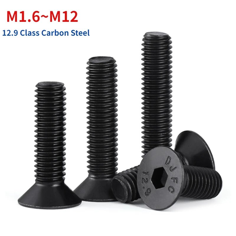 Винты с потайной головкой M1.6-M12, черные, высокопрочные M4(20Pcs), 10mm