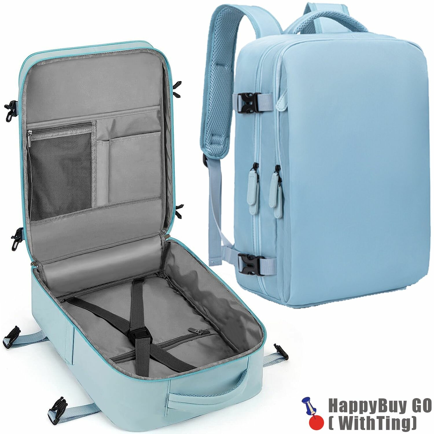 Чемодан, 15,6-дюймовый рюкзак для ручной клади, одобренный для полетов, Водонепроницаемый большой походный рюкзак