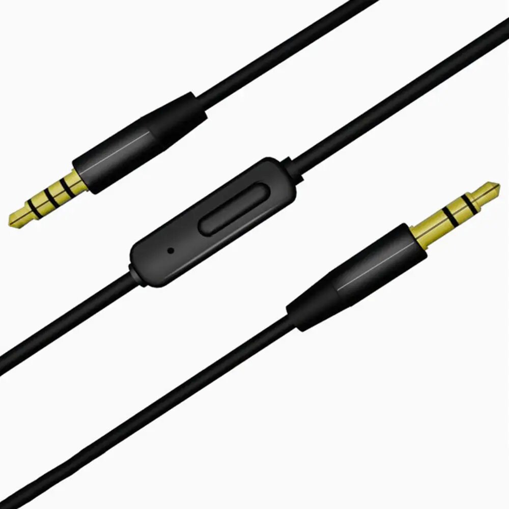 Аудиокабель 1,2 м 3,5 мм AUX штекер-штекер с управлением микрофоном Black