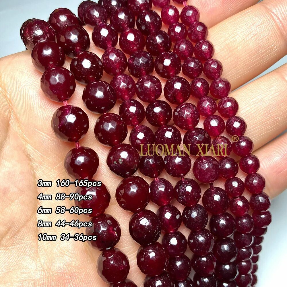 Натуральные бусины из халцедона и рубина LUOMAN XIARI 4mm