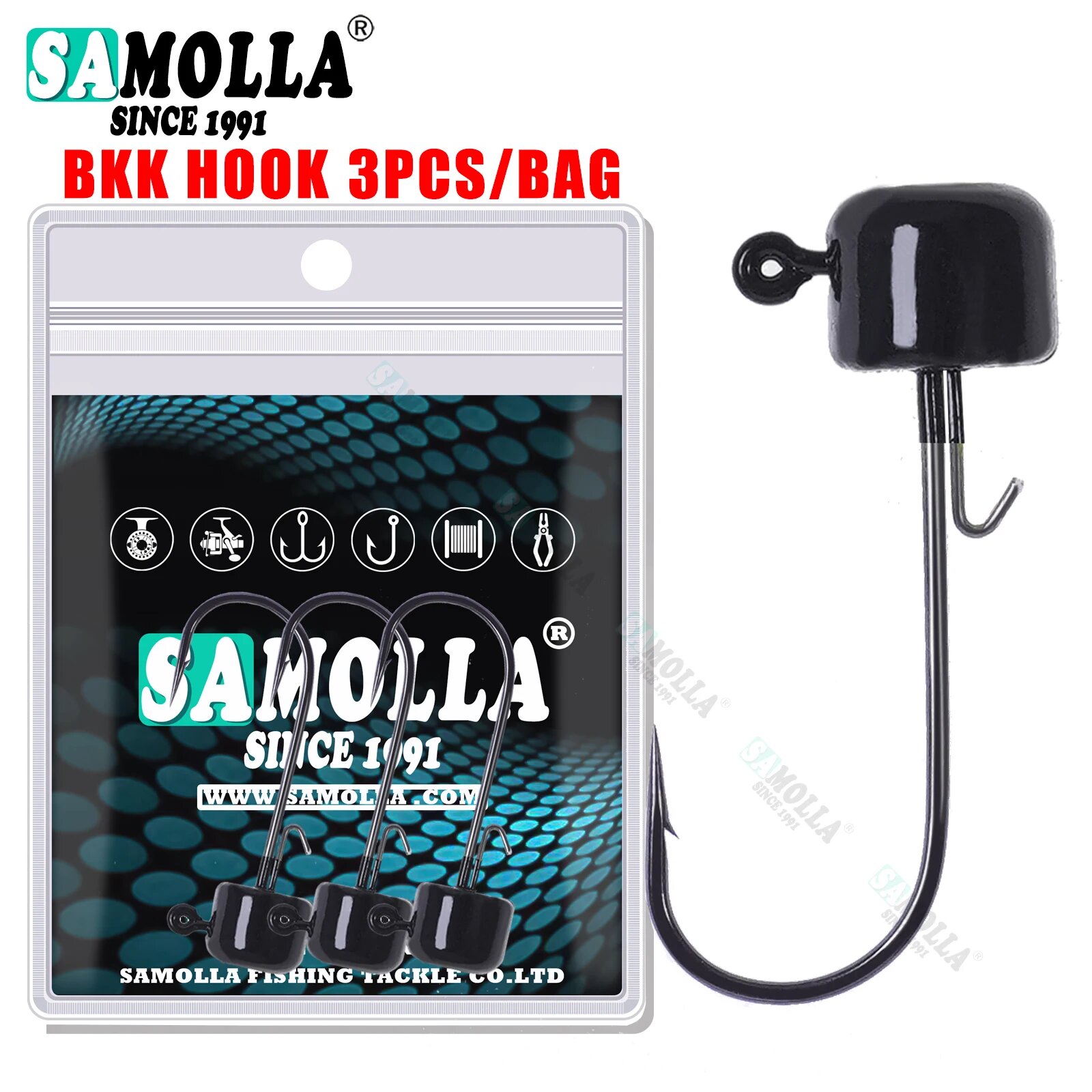 Крючки для мормышек SAMOLLA высокоуглеродистая сталь 1,6-5,8 г Черный, 3.0g, 3pcs