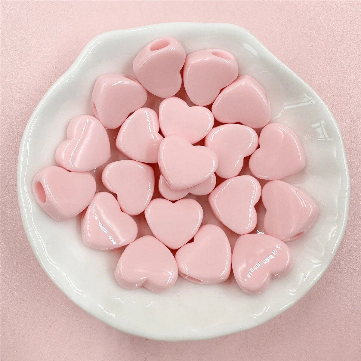 Бусины акрил сердце цветок 20 шт Розовый, Розовый