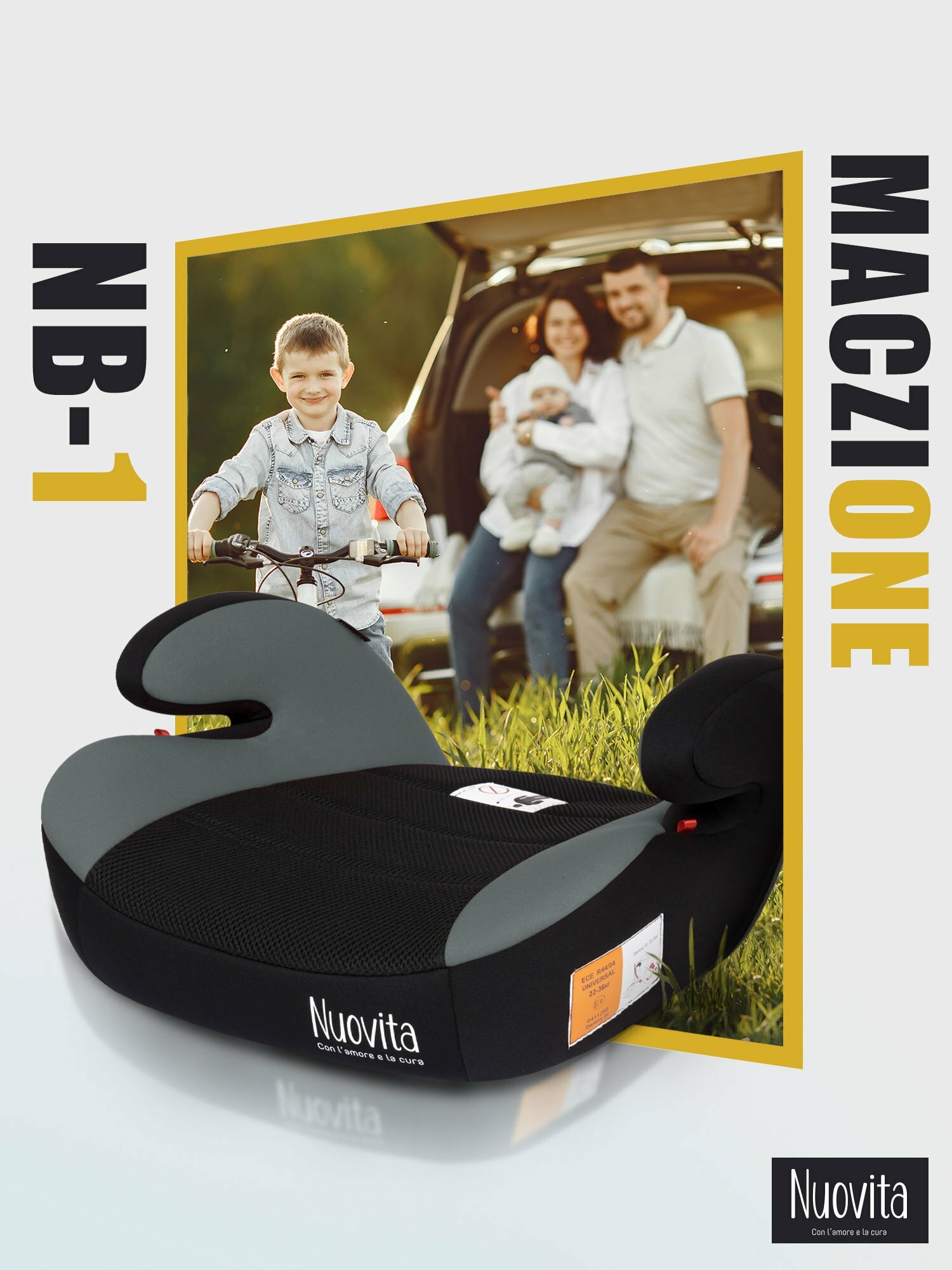 Автокресло/Бустер автомобильный для детей Nuovita Maczione NB-1, Группа 3, 22-36 кг (от 6 до 12 лет) (Grigio/Серый)