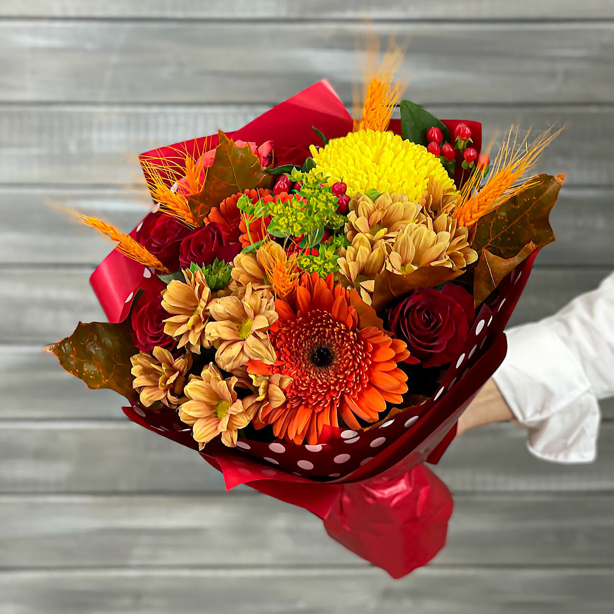 Букет Букет Маркет "Герберы, хризантемы, розы", разноцветный