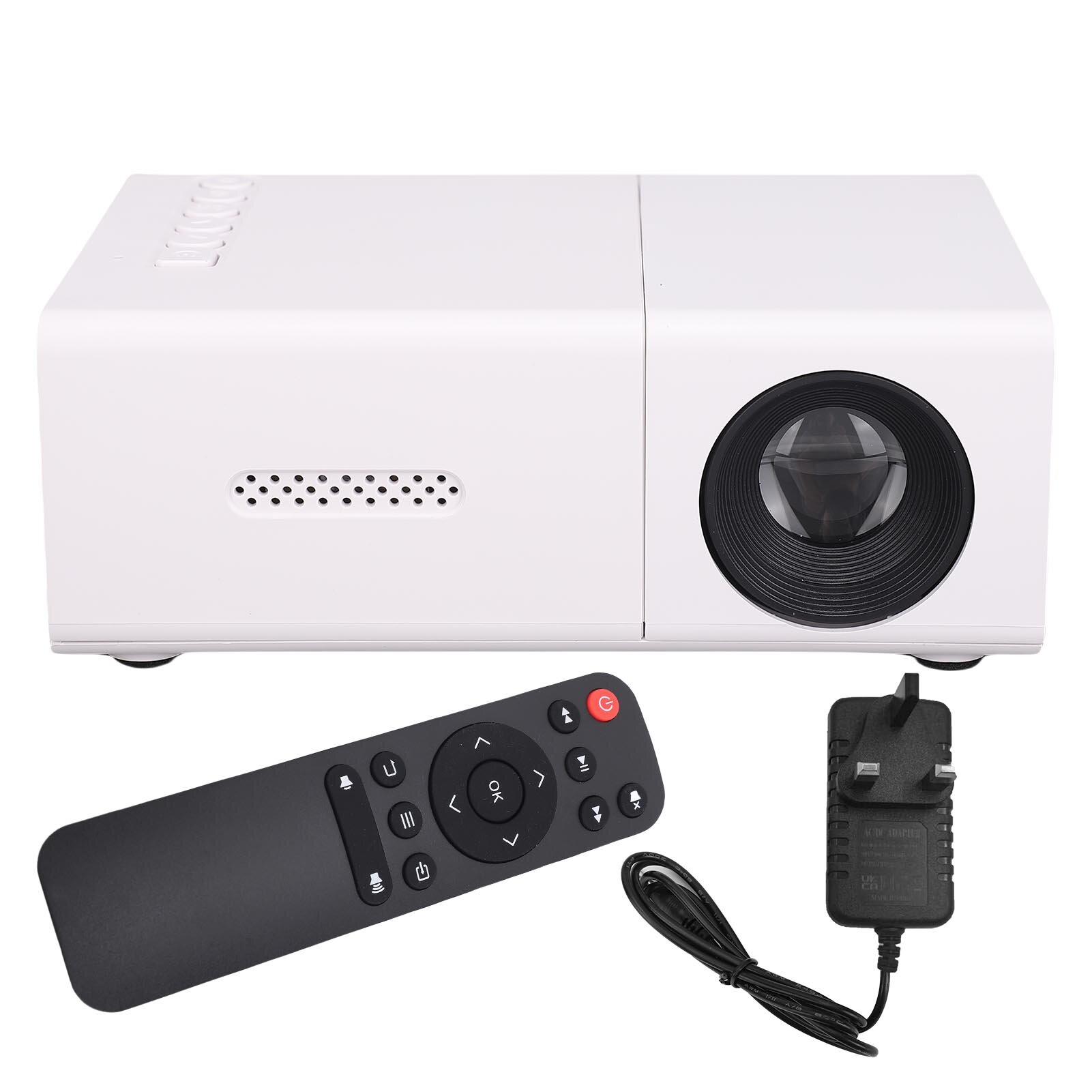 1080P HD Portable Projector 6000lm Auto Keystone Correction LED Home Theater with 3.5mm USB 2.0 High Definition Multimedia Interface GB Plug