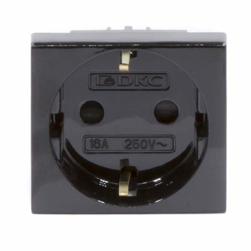 Розетка 1-м 2мод. Viva 16А IP20 2P+E с заземл. защ. шторки черн. DKC 45205