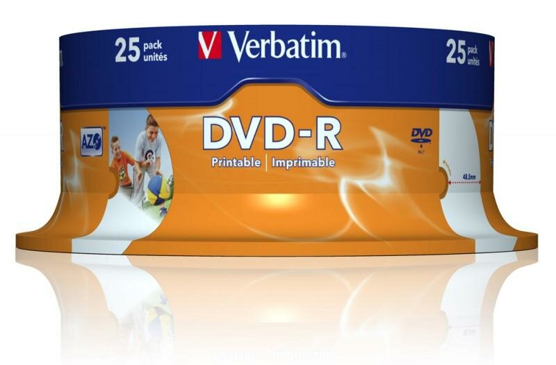 Диск DVD-R VERBATIM 4.7Gb 16x Cake Box (25шт) Printable (43538)