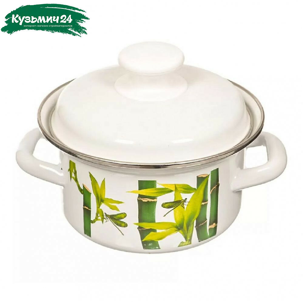 Кастрюля эмалированная КМЗ, цилиндрическая, не впитывает запахи, для всех типов плит, 1 л