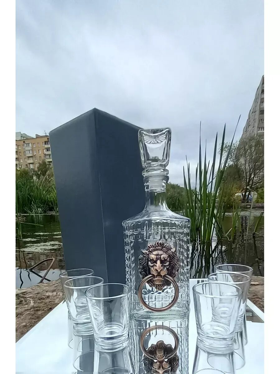 Графин большой Лев 500мл+ 6 стопок 50мл в подарочной коробке