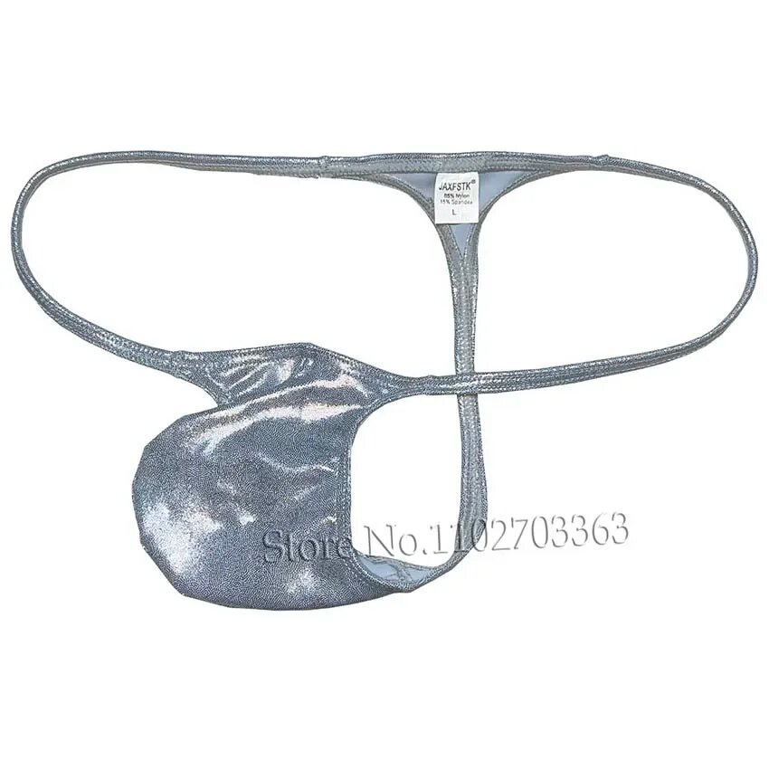Зухкое мужское нижнее белье-стринги с мокрым эффектом, трусы-стринги, Серебряный, L, Light Gray
