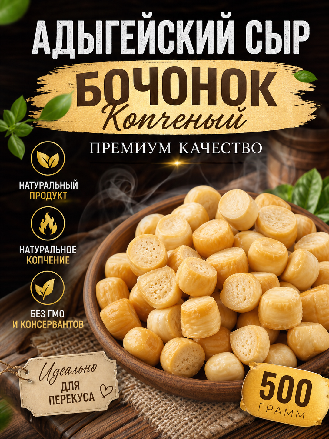 Сухой сыр бочонок копченый Адыгейский 0,5 кг / Сушеный сыр / Закуска к пиву