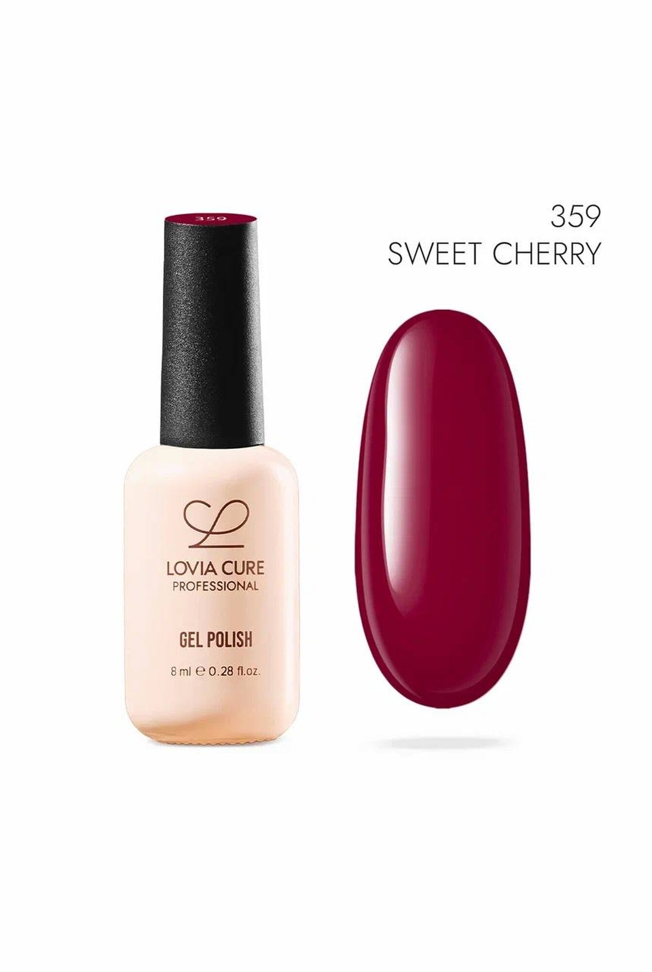 Гель-лак LOVIA CURE 359 Sweet cherry, красный, глянцевый эффект, 8мл, LED 60с, UV 120с