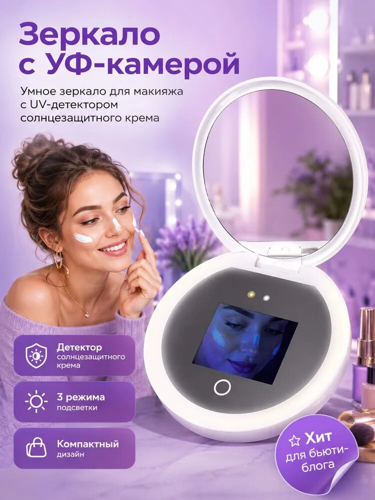 Умное Зеркало Со Встроенным Ультрафиолетовым Детектором Для Контроля За Защитой От Солнца При Нанесении Макияжа