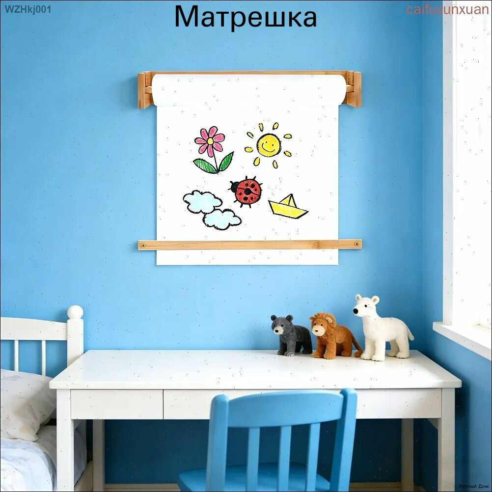 Деревянный мольберт с держателем для рулона бумаги для рисования, настенный, для детей настенный мольберт детский мольберт для рисования