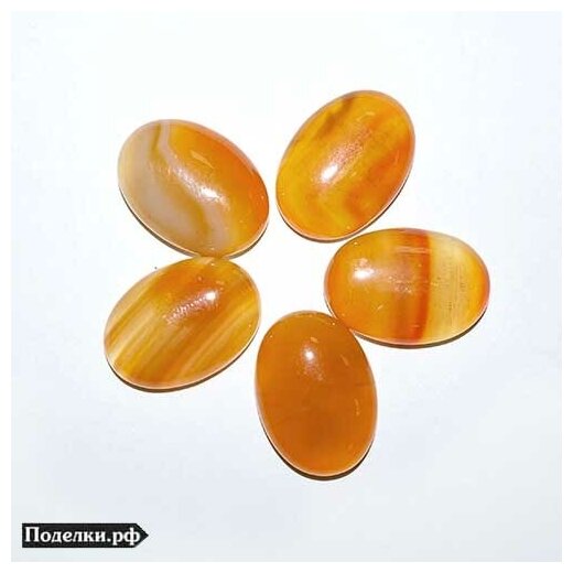 Кабошон натуральный камень Сердолик 0007419 овальный 25x18 мм, цена за 1 шт.