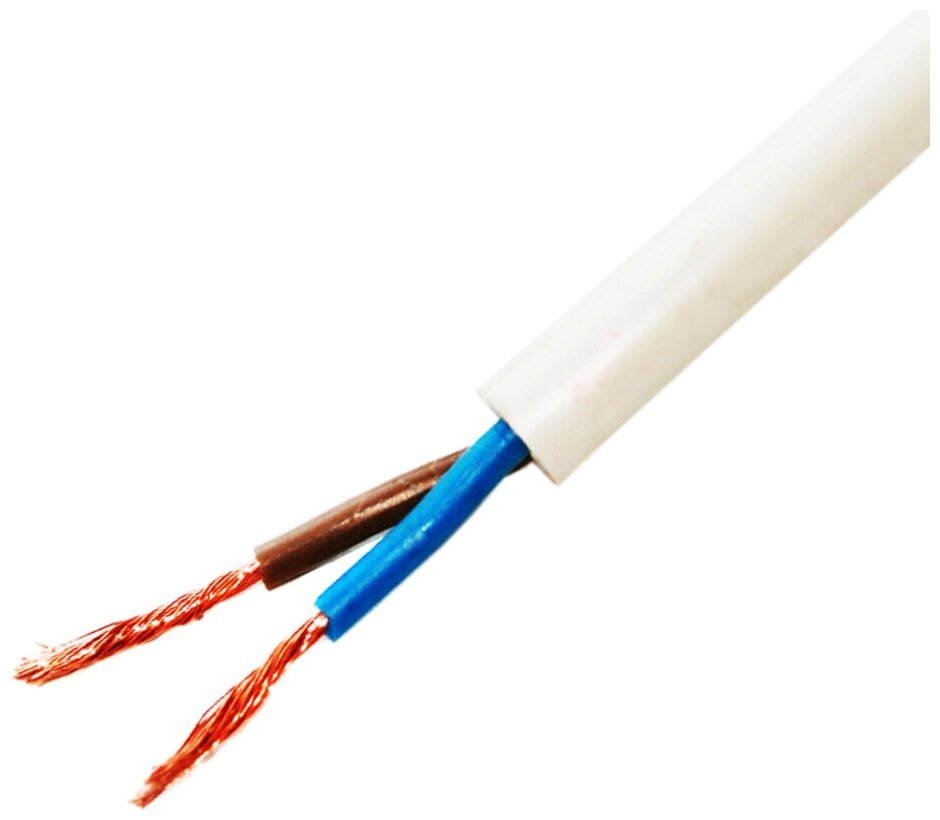 Провод ПВС TDM Electric SQ0118-0001, 2х0.75 мм², 5 м, медный, гибкий, ГОСТ, белый