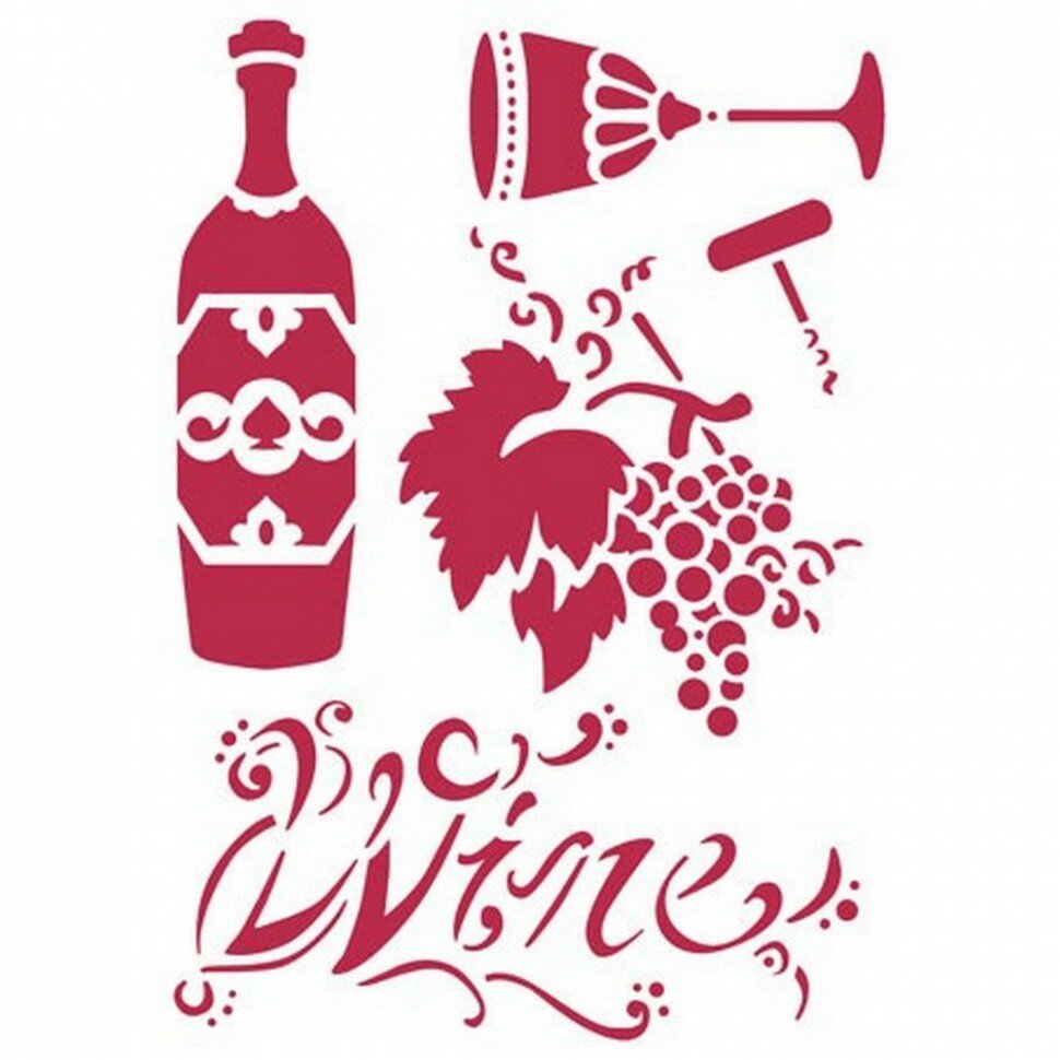 Stamperia KSG221 Трафарет "Вино", 21 x 29.7 см