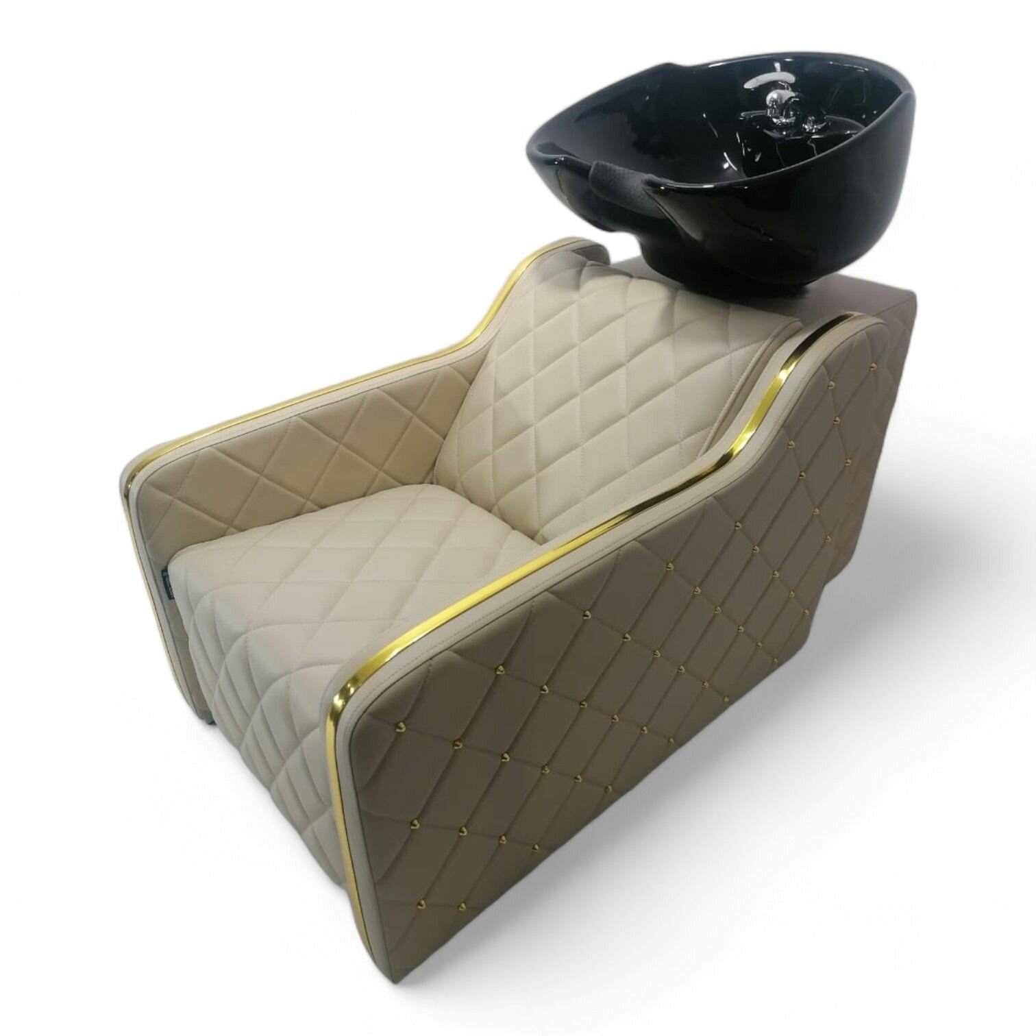 Парикмахерская мойка "Лаура", Бежевый, Раковина черная глубокая