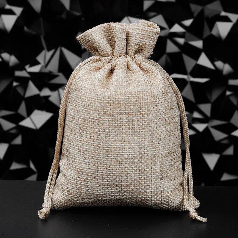 Джутовые подарочные пакеты 50 шт, разные цвета Flax, 7x9CM